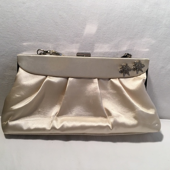 Kate Landry | Bags | Kate Landry Nwt Cream Satin Clutch Shoulder Strap ...